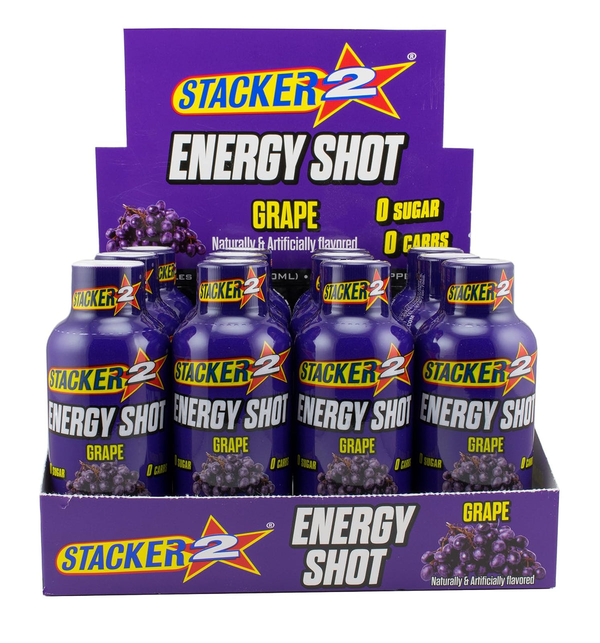 Stacker 2 energy shots grape flavour