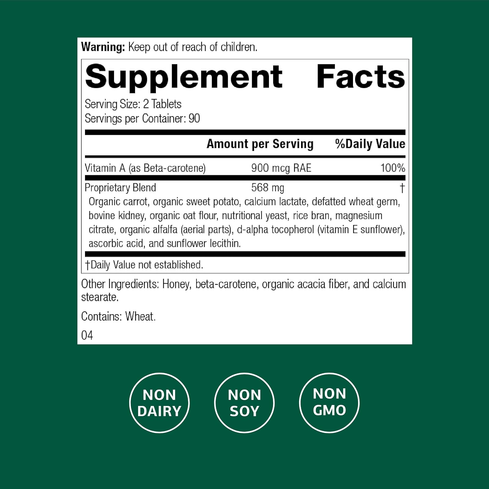 Standard Process vitamin a tablets