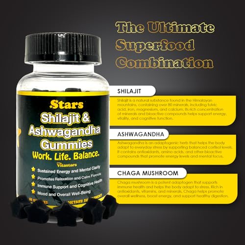 Star-shaped shilajit gummies for adults