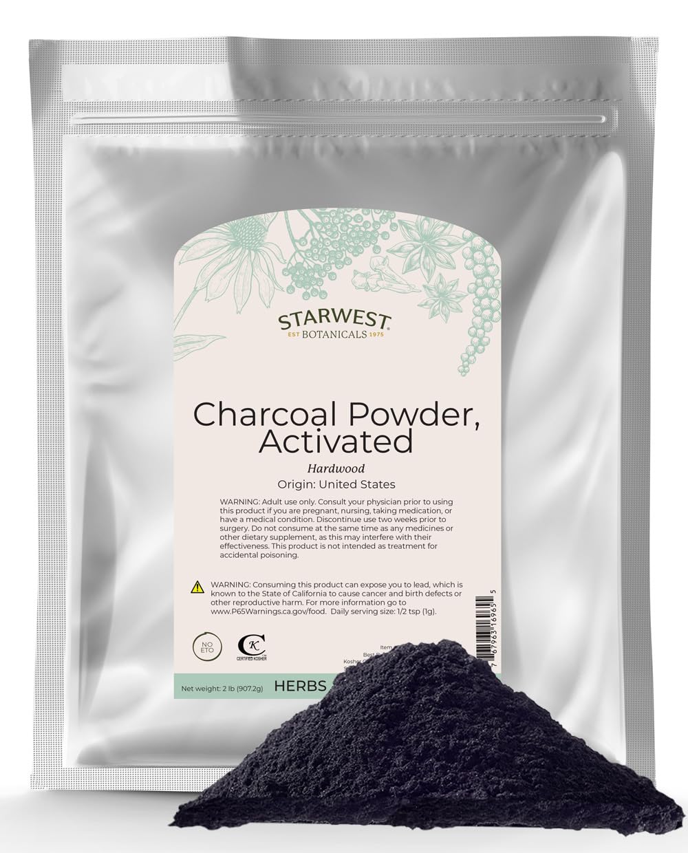 Starwest Botanicals activated charcoal powder for detox