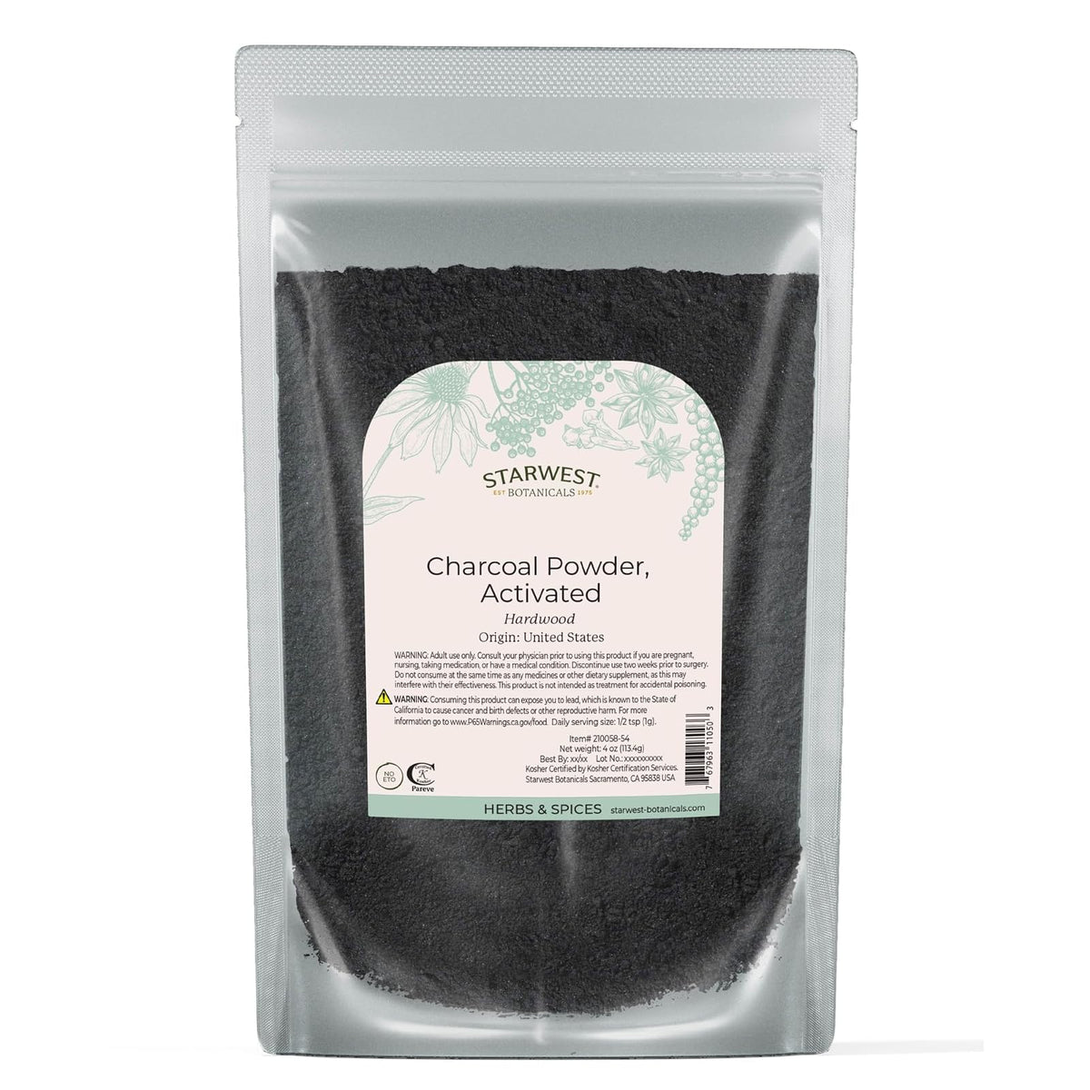 Starwest Botanicals activated charcoal powder for detox