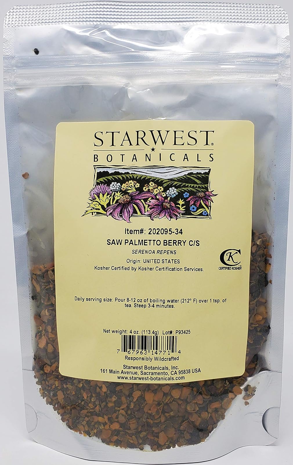 Starwest Botanicals cut and sifted saw palmetto