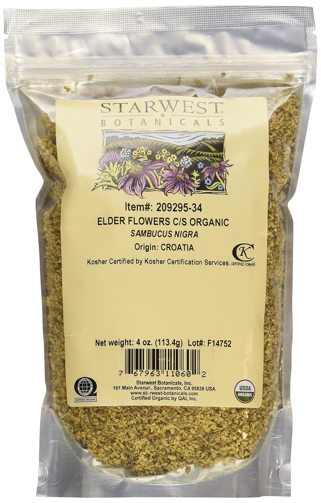 Starwest Botanicals elder flowers herbal tea