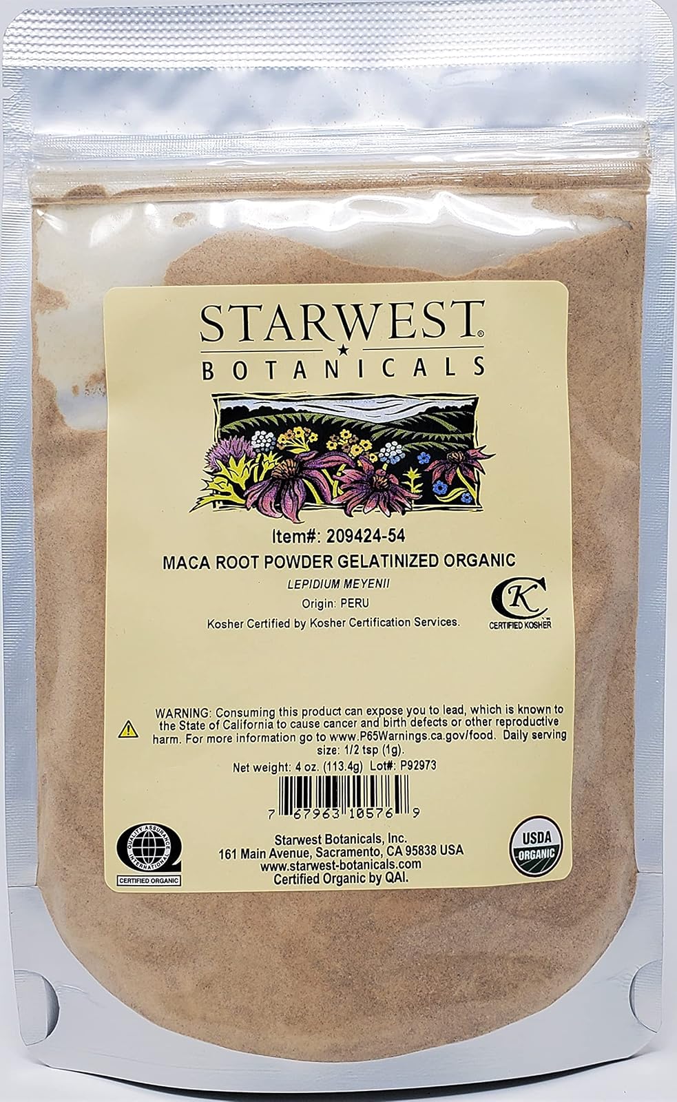 Starwest Botanicals Organic Maca Root Powder benefits