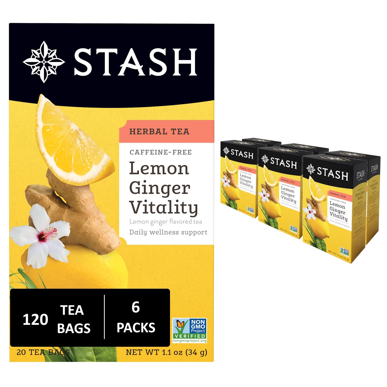 Stash Tea lemon ginger herbal tea bags