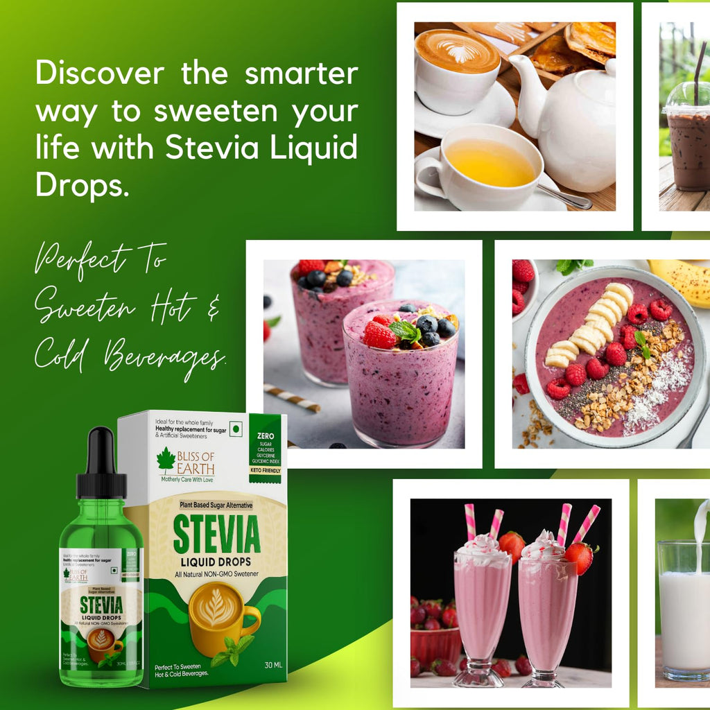 stevia drops in glass bottles