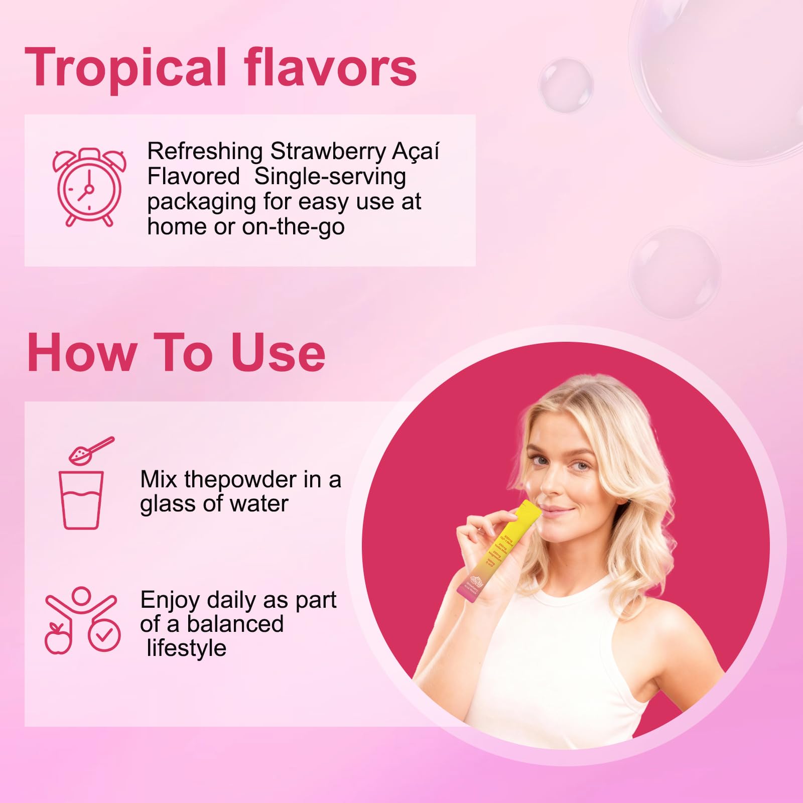 strawberry açaí drink mix for wellness