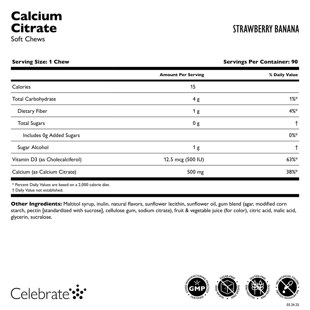 Strawberry banana cream calcium chews
