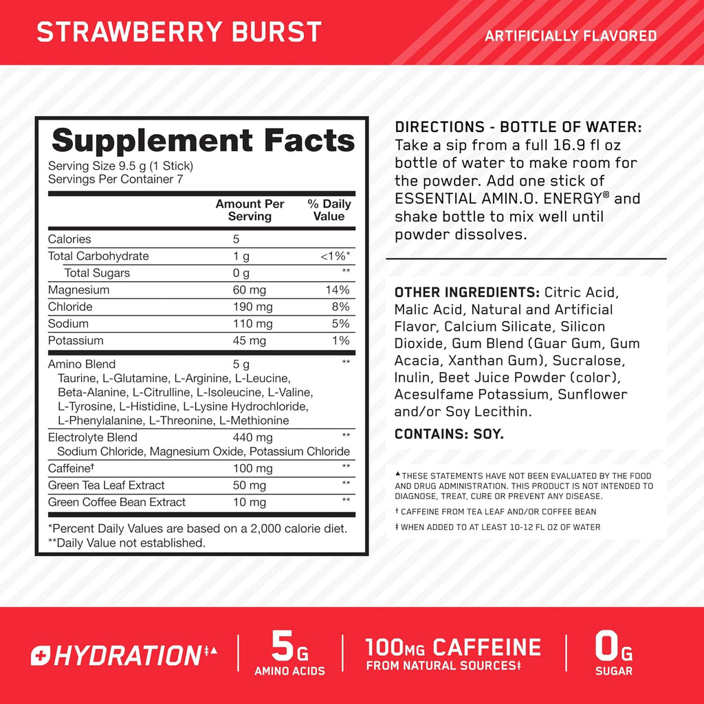 Strawberry burst energy supplement for workouts