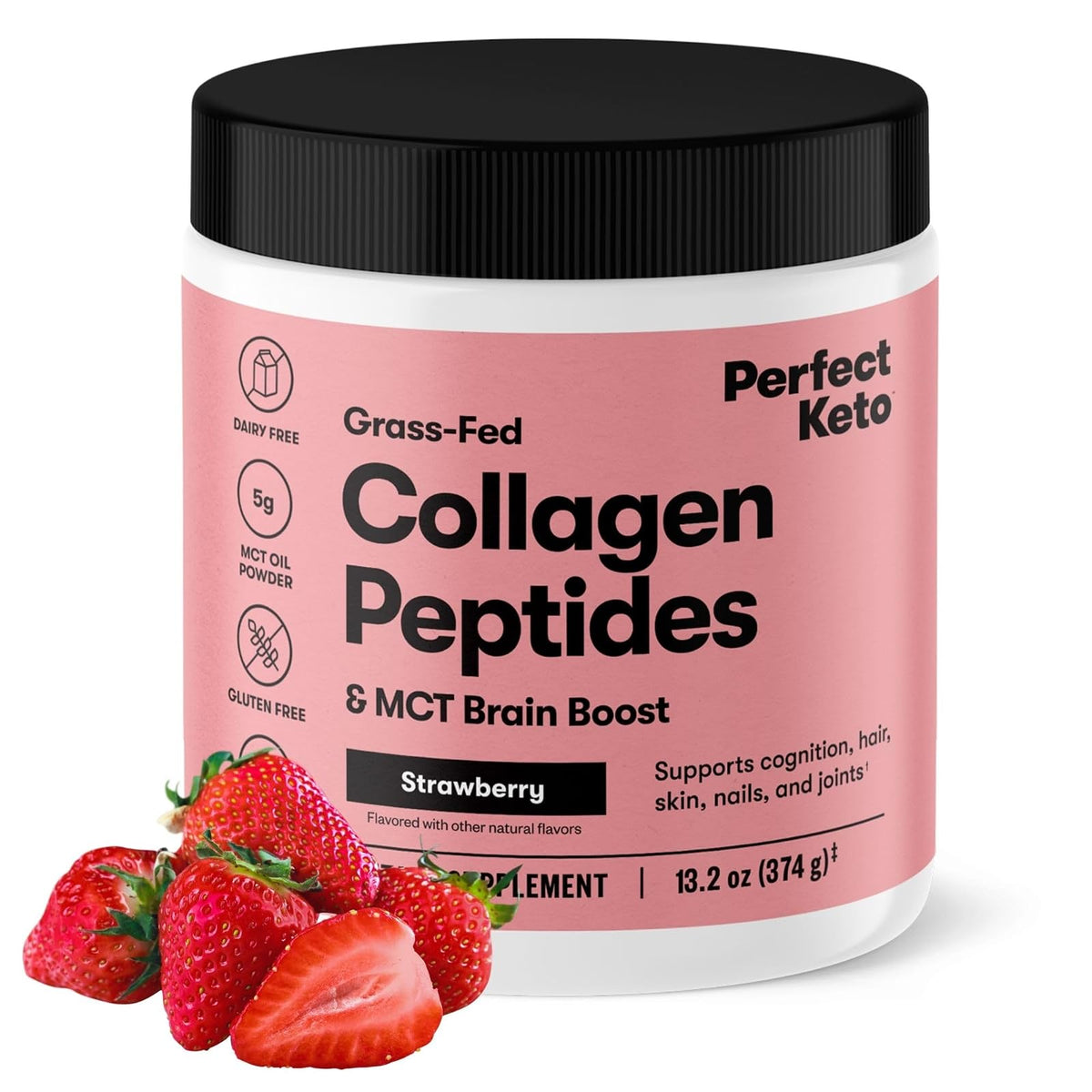 strawberry collagen peptides protein powder