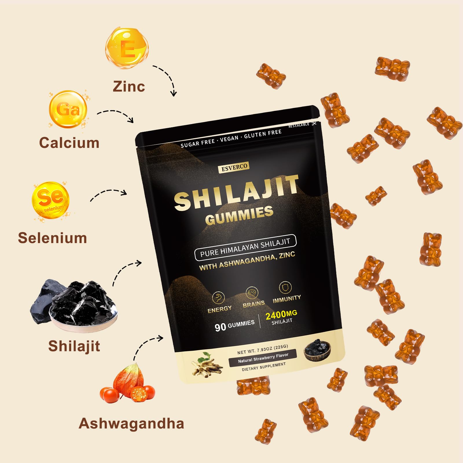 strawberry flavor shilajit gummies