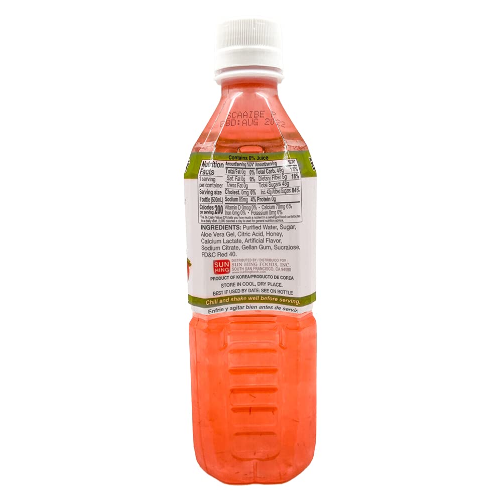 strawberry flavored aloe vera beverage