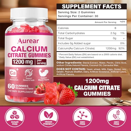 Strawberry flavour calcium supplement for adults