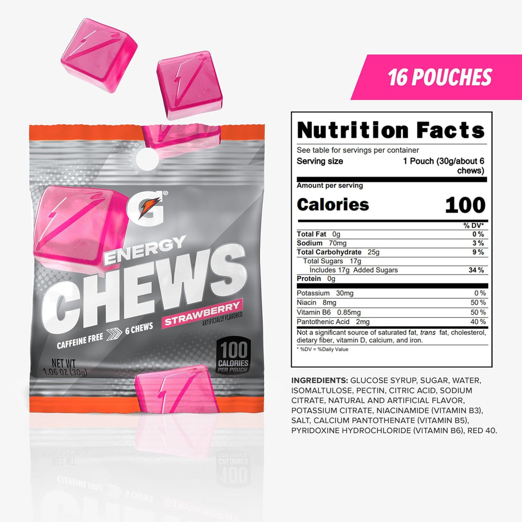 Strawberry flavour energy chews