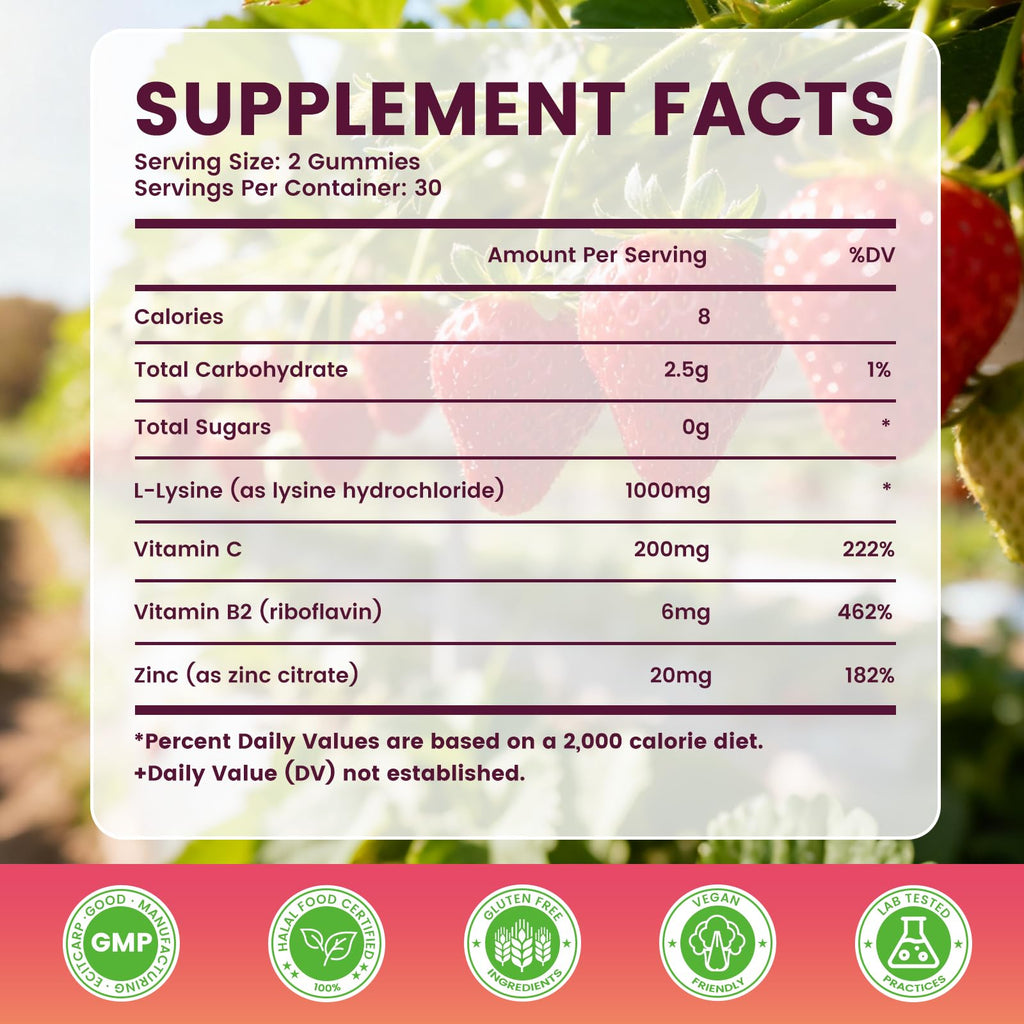 strawberry flavour l-lysine supplements