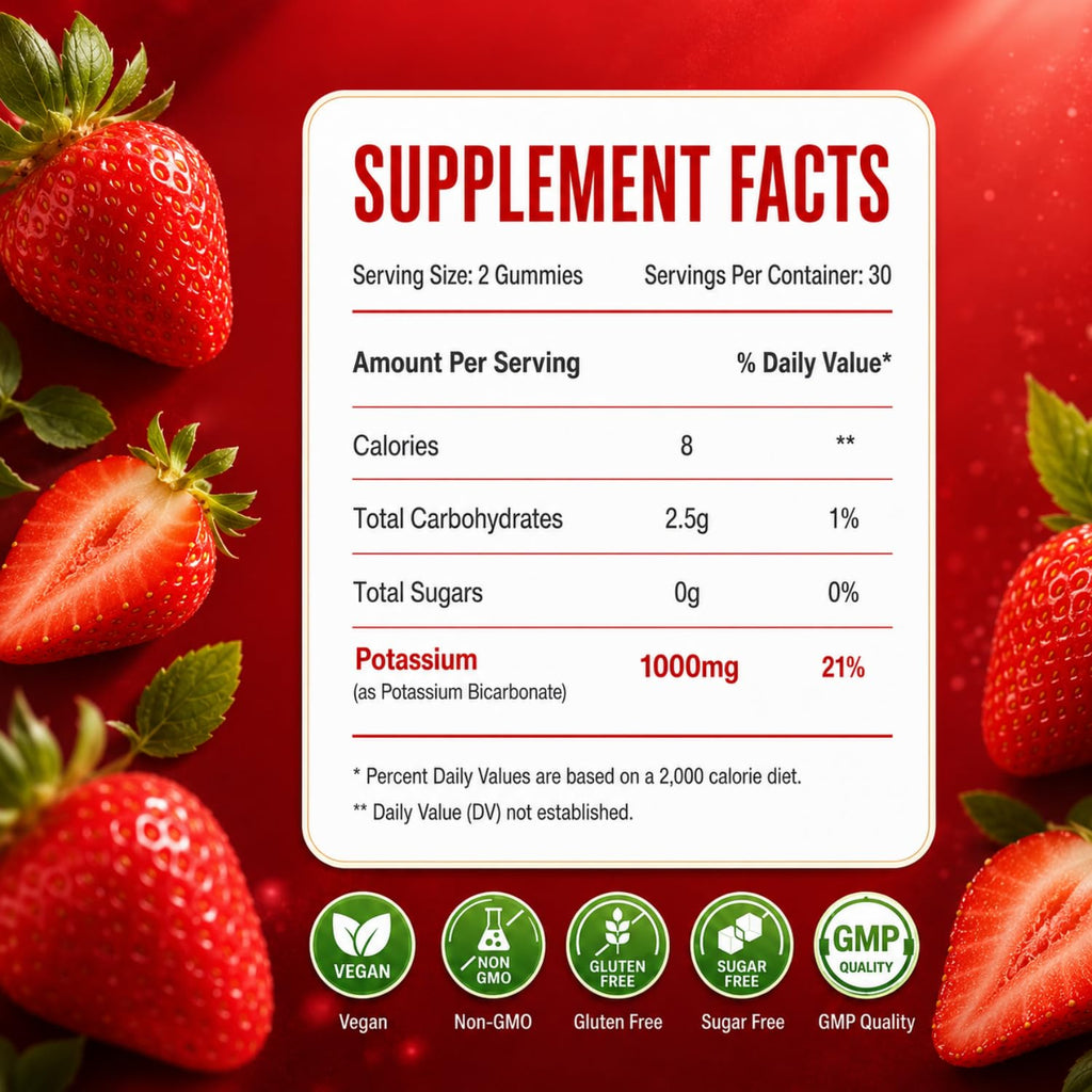 Strawberry flavour potassium supplements