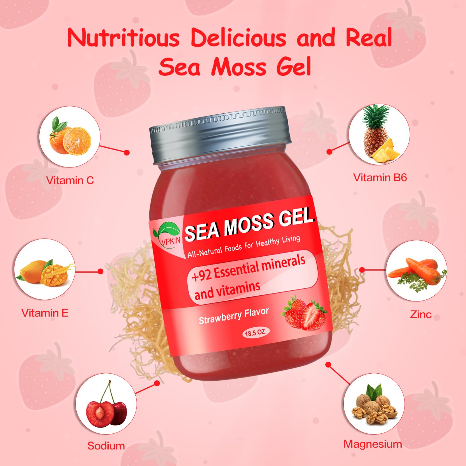 Strawberry flavour sea moss gel