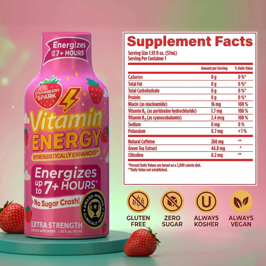Strawberry flavour vitamin B boost