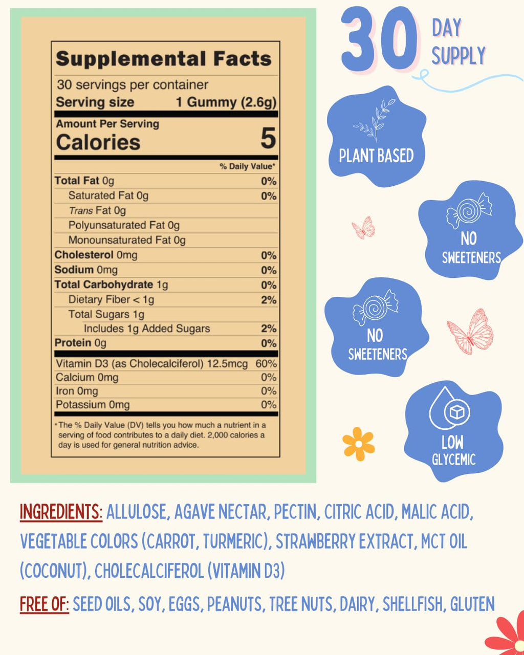 strawberry flavour vitamin D3 gummies