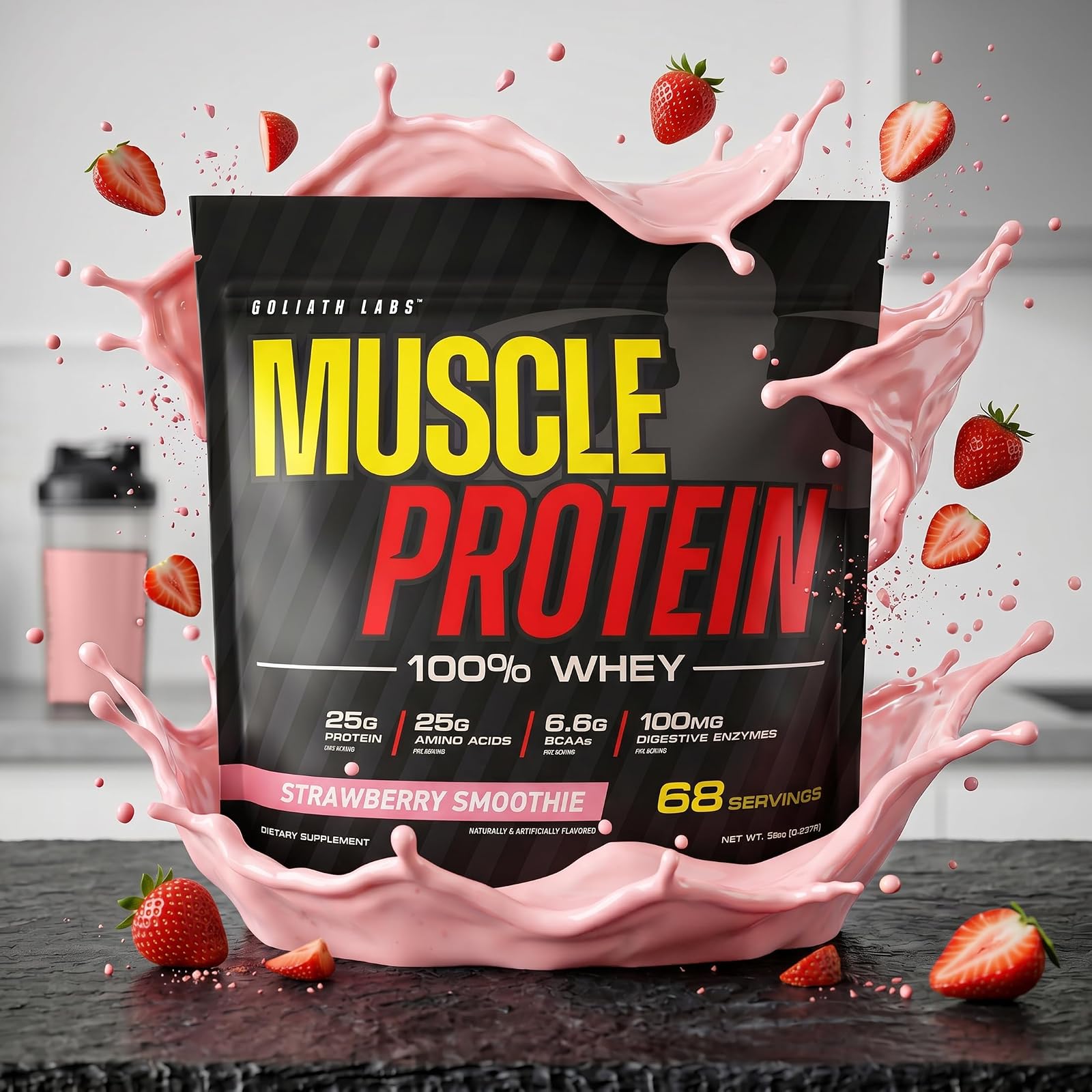 strawberry flavour whey protein supplement