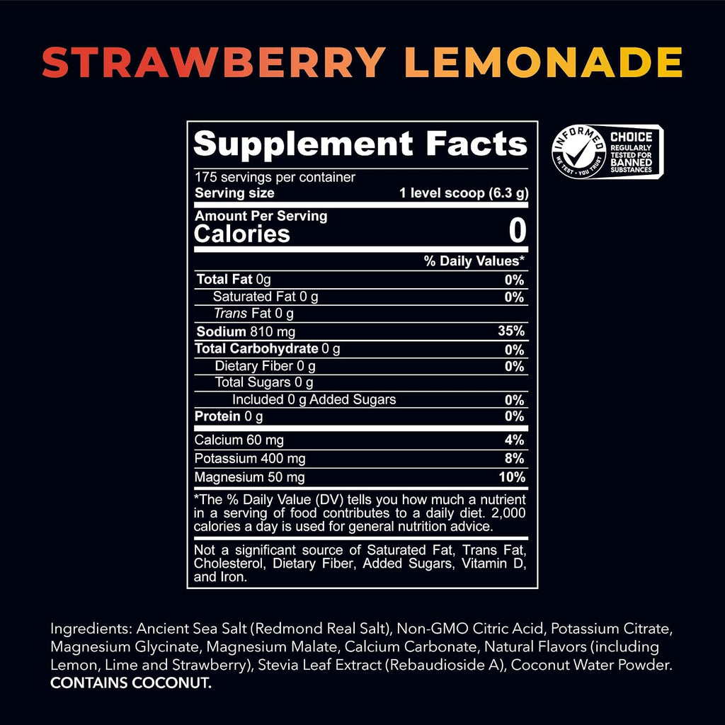 Strawberry flavoured electrolyte drink mix