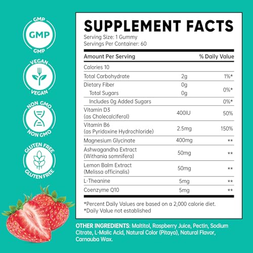 Strawberry-flavoured magnesium gummies for adults