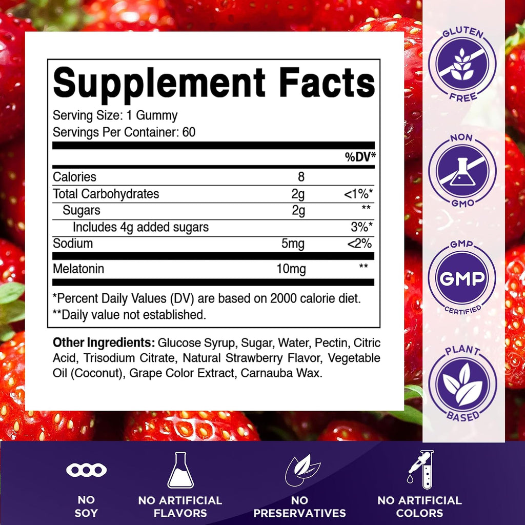 Strawberry flavoured melatonin gummies