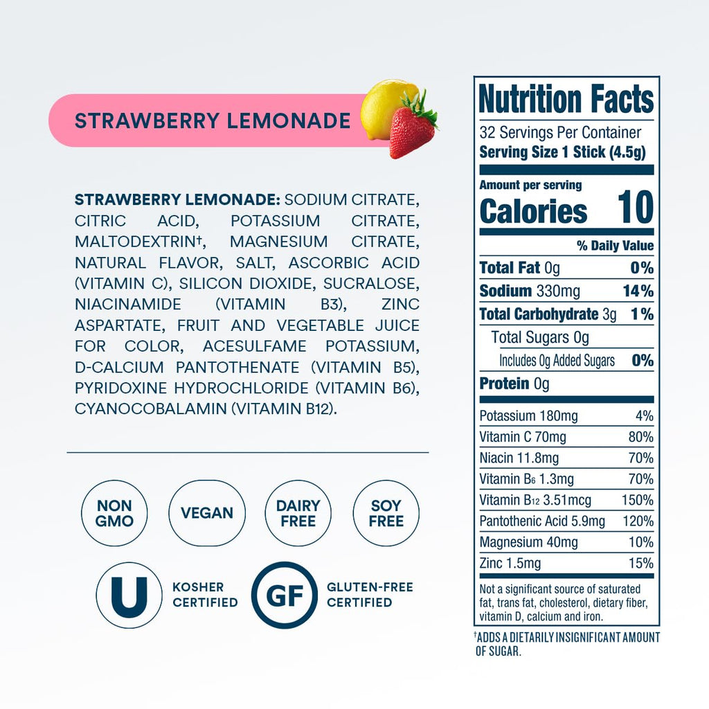 Strawberry lemonade drink mix for hydration