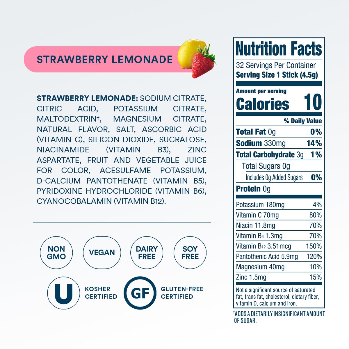 Strawberry lemonade drink mix for hydration