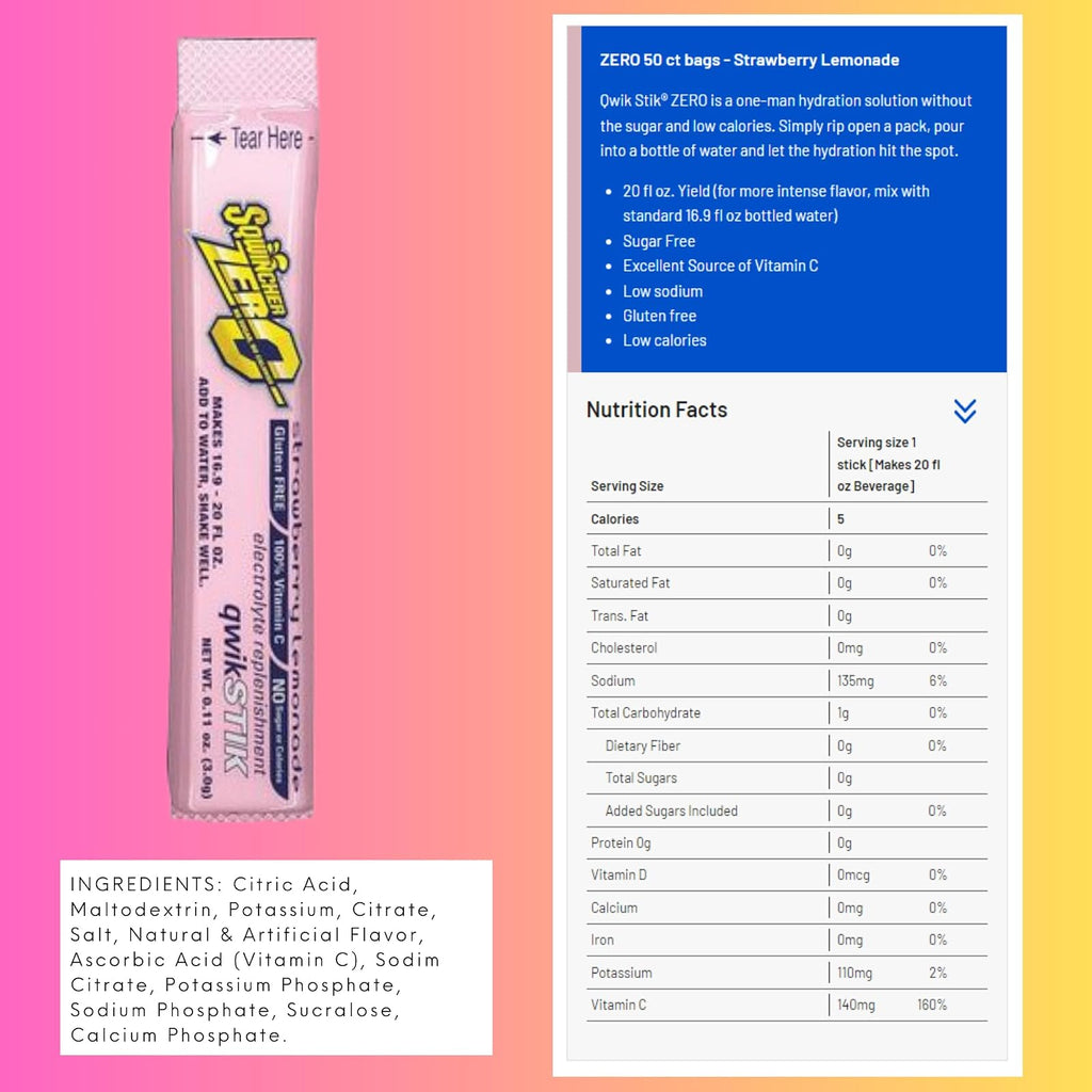 strawberry lemonade electrolyte powder sticks