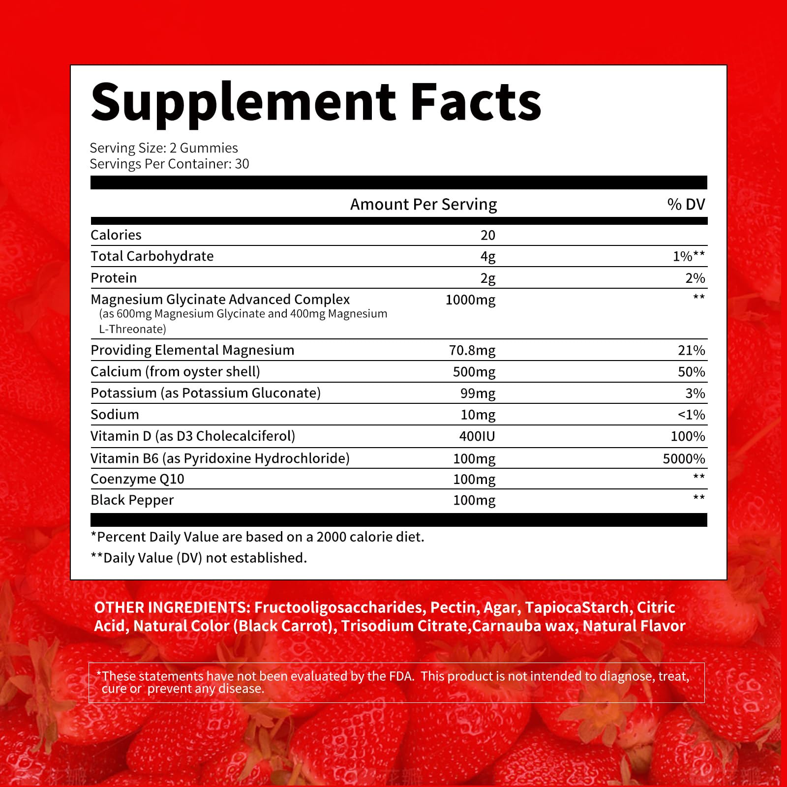 Strawberry magnesium gummies for calm mood