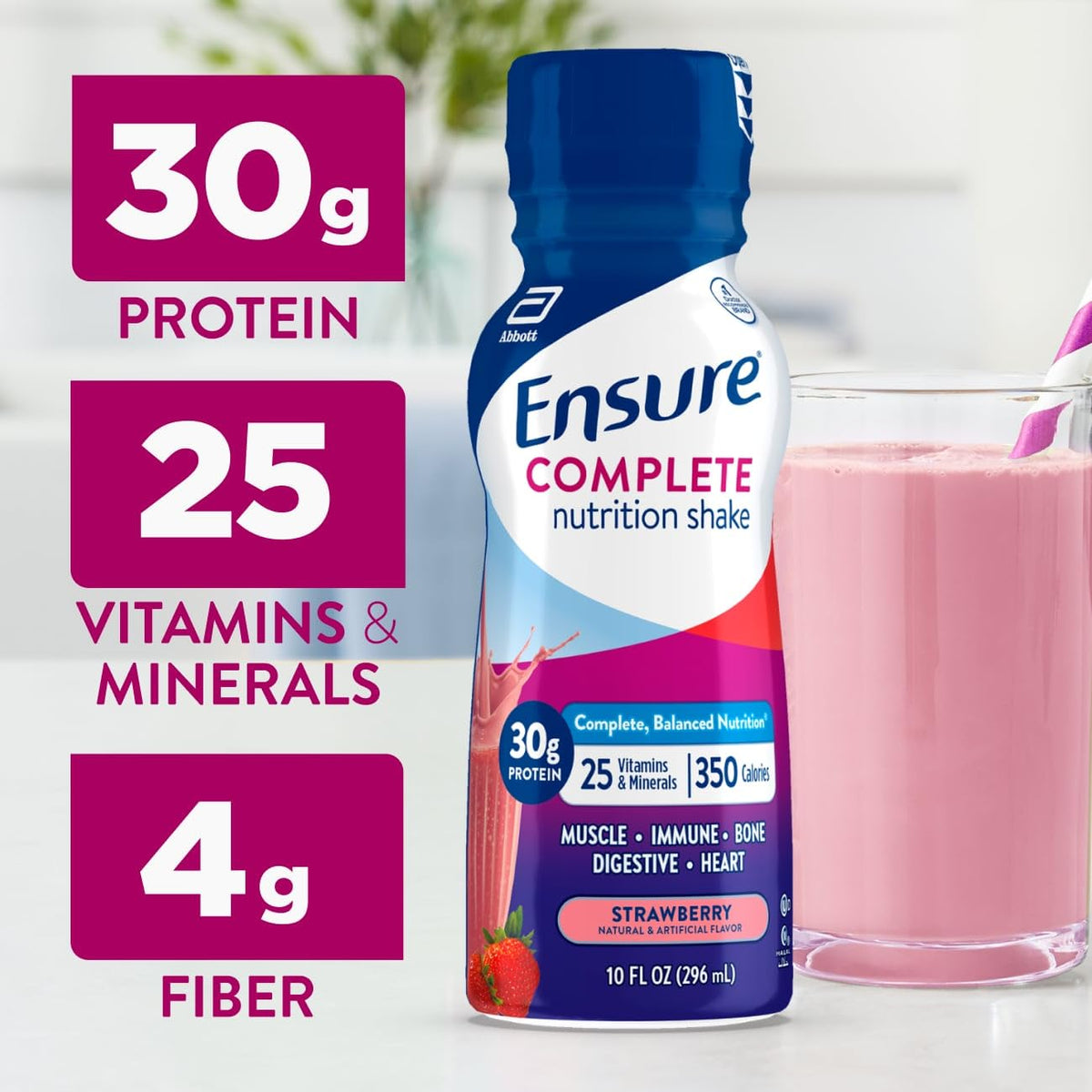 Strawberry multivitamin shake for adults