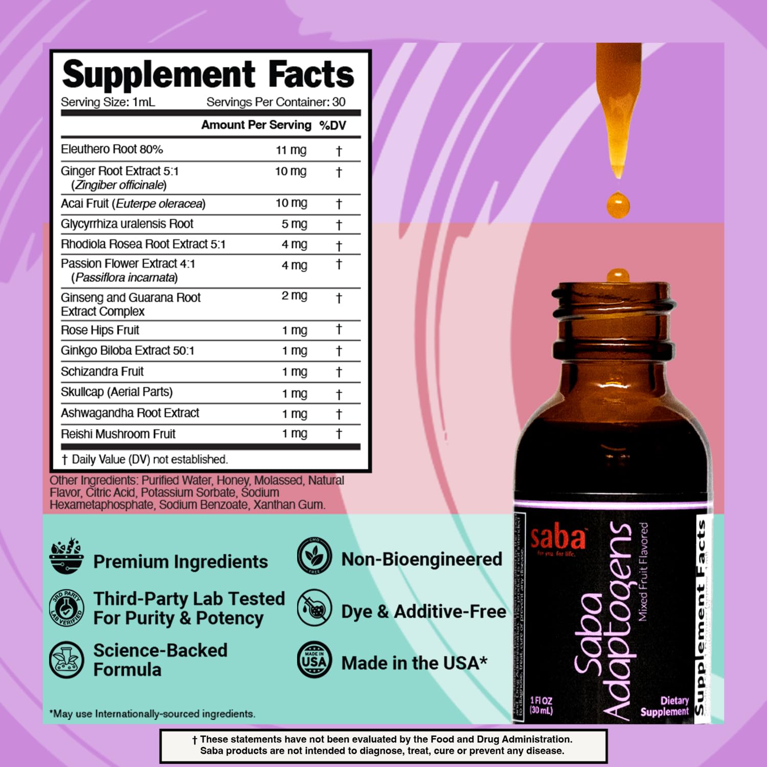 stress support with Saba adaptogen drops