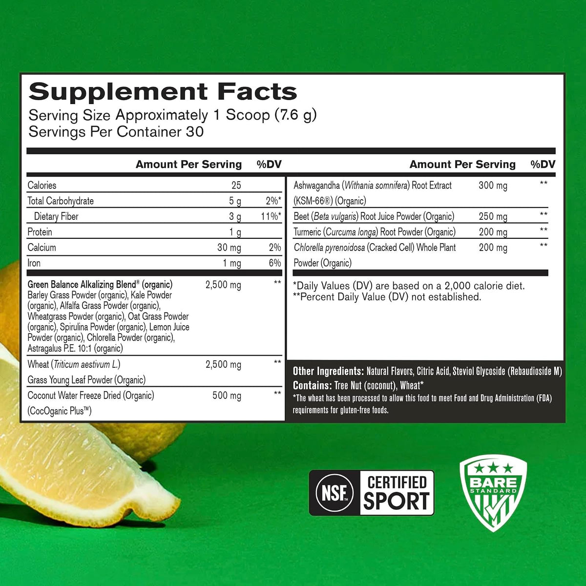 Strong Greens superfood powder with lemon flavour