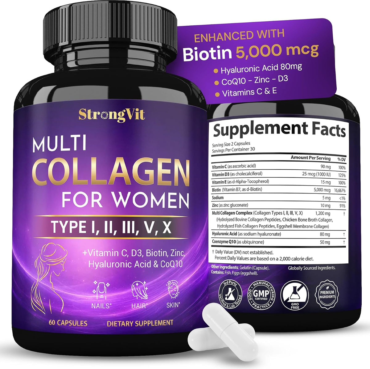 StrongVit multi collagen capsules for beauty