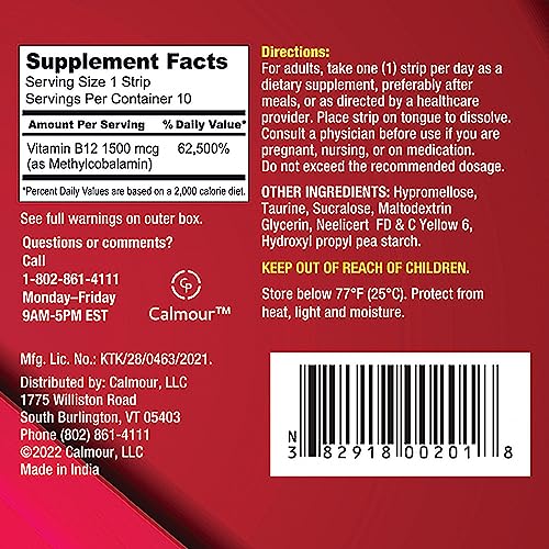 Sublingual vitamin B12 strips for quick relief