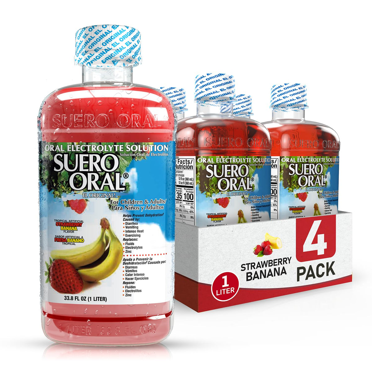 Suero Oral electrolyte solution strawberry banana