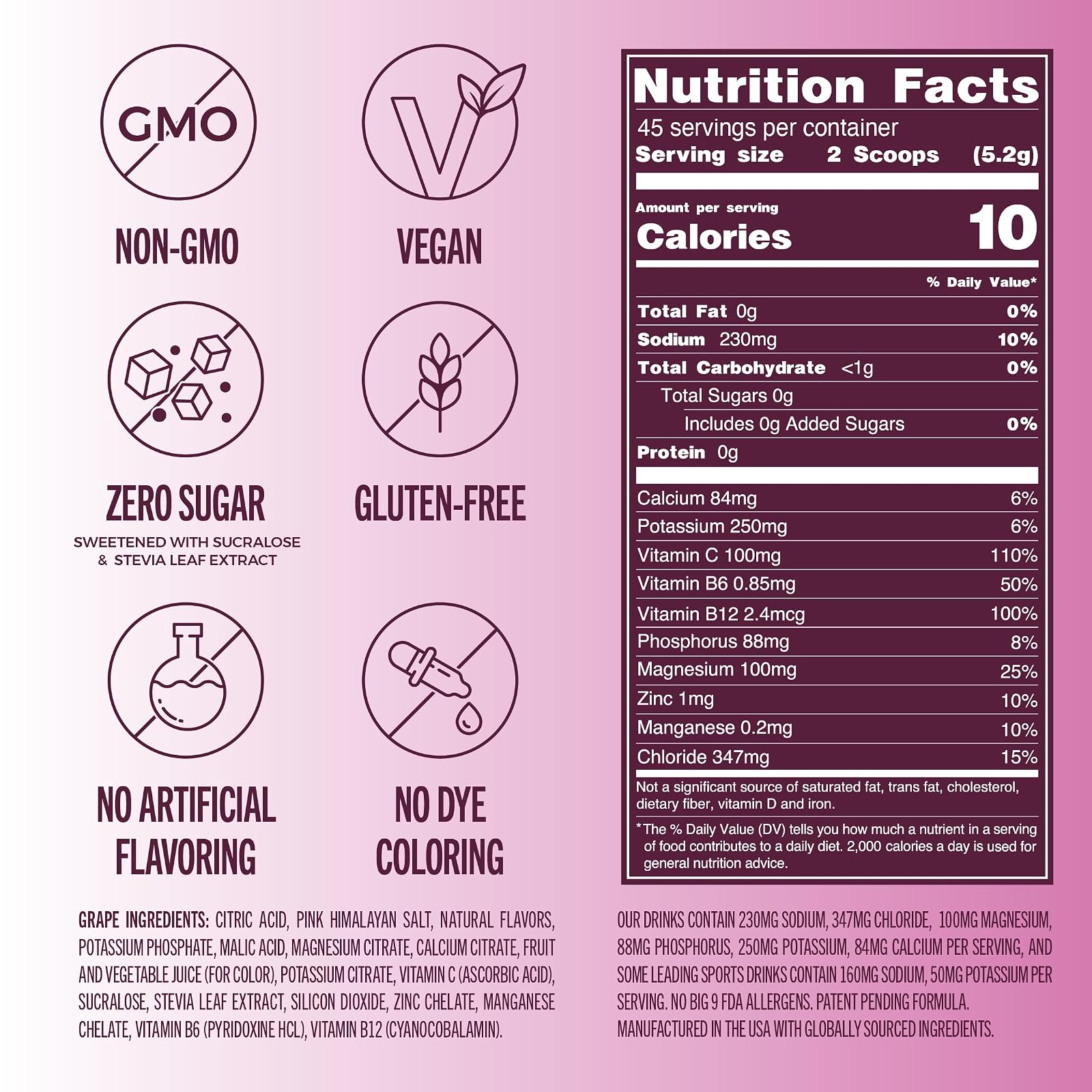 sugar free grape electrolyte supplement