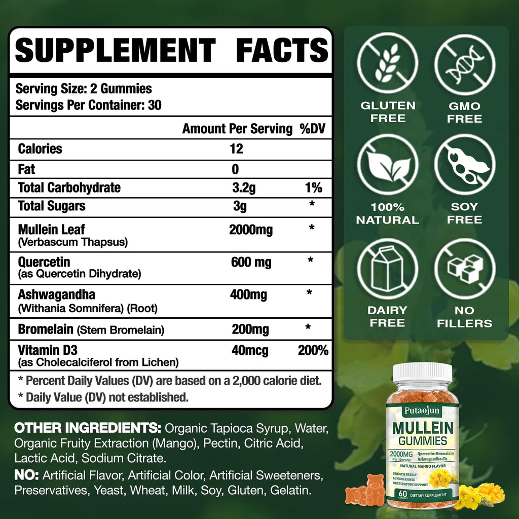 Sugar-free mango flavored Mullein supplements