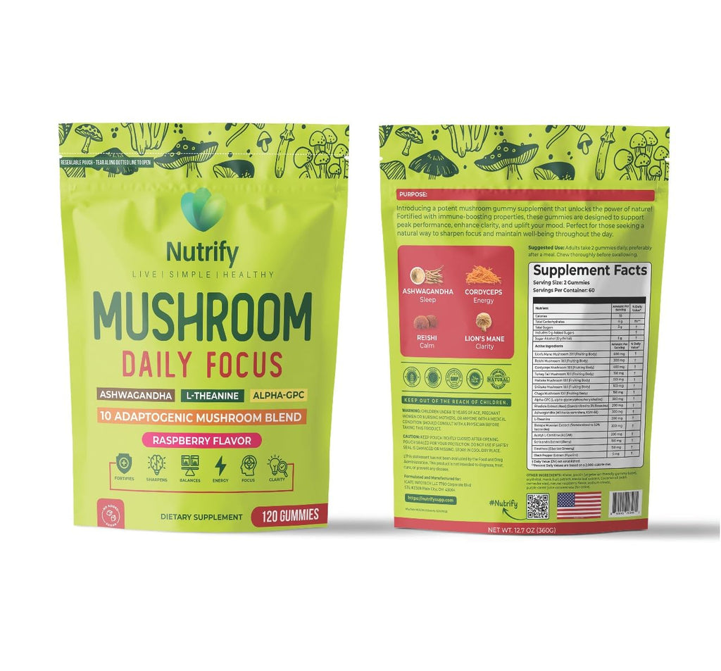 Sugar-free mushroom gummies for brain health