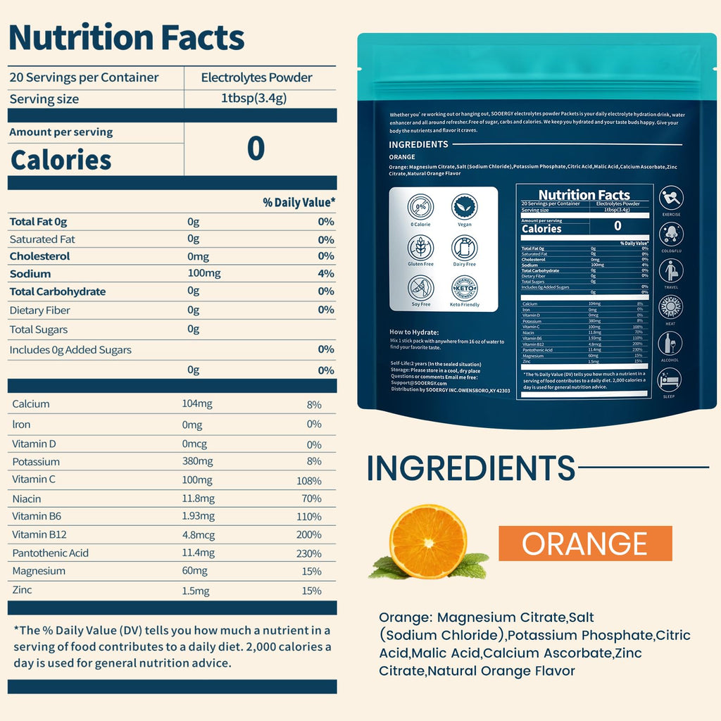 sugar free orange electrolyte drink mix