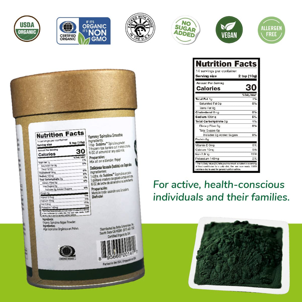 sugar-free spirulina supplement powder