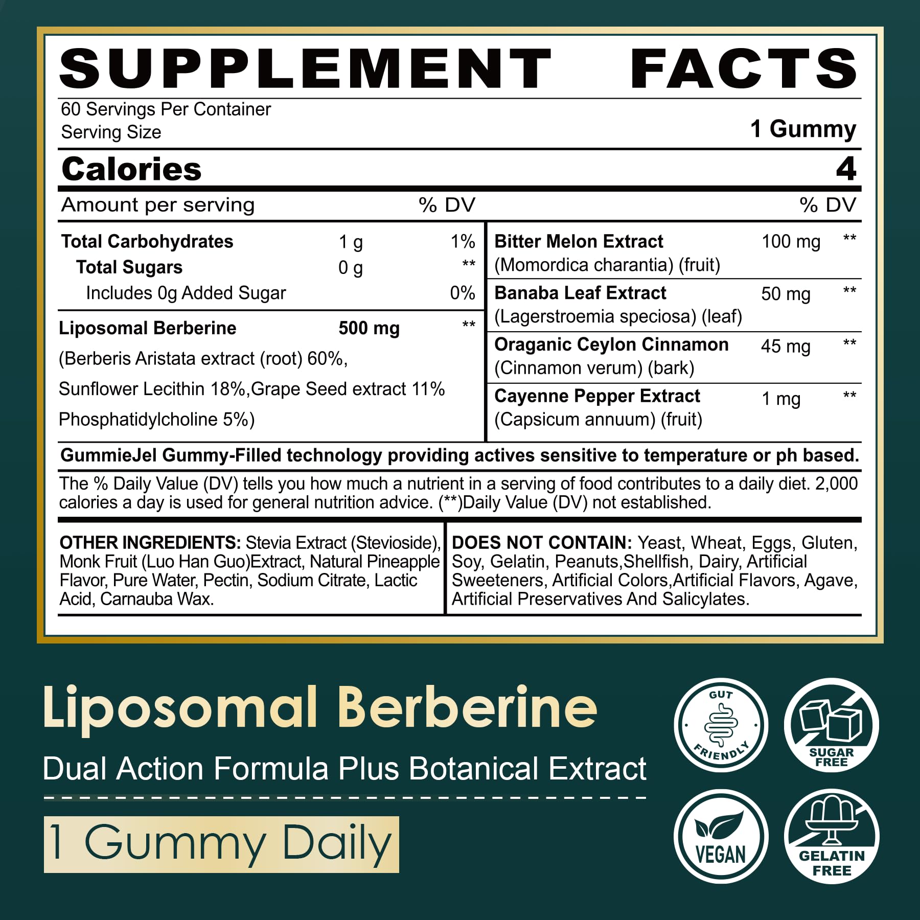Sugar-free vegan berberine gummies