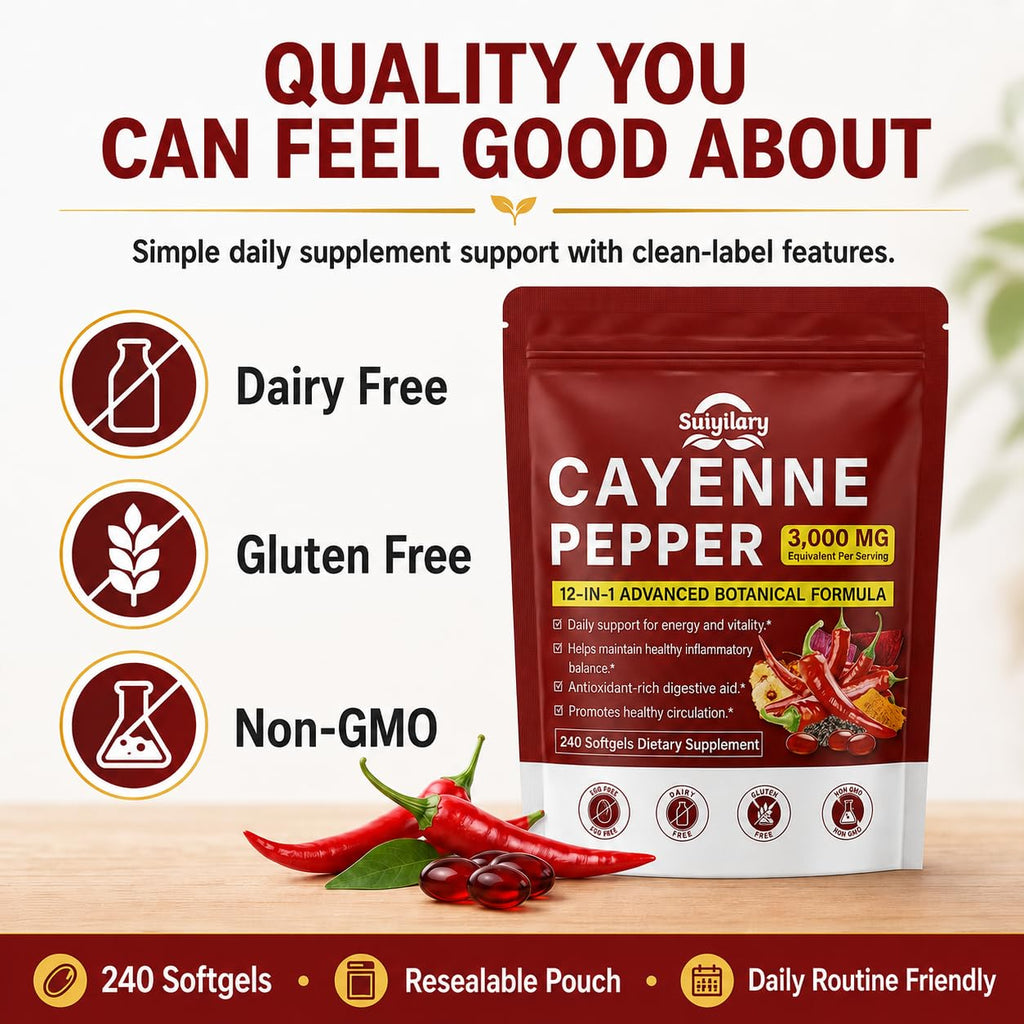 Suiyilary cayenne softgels for wellness