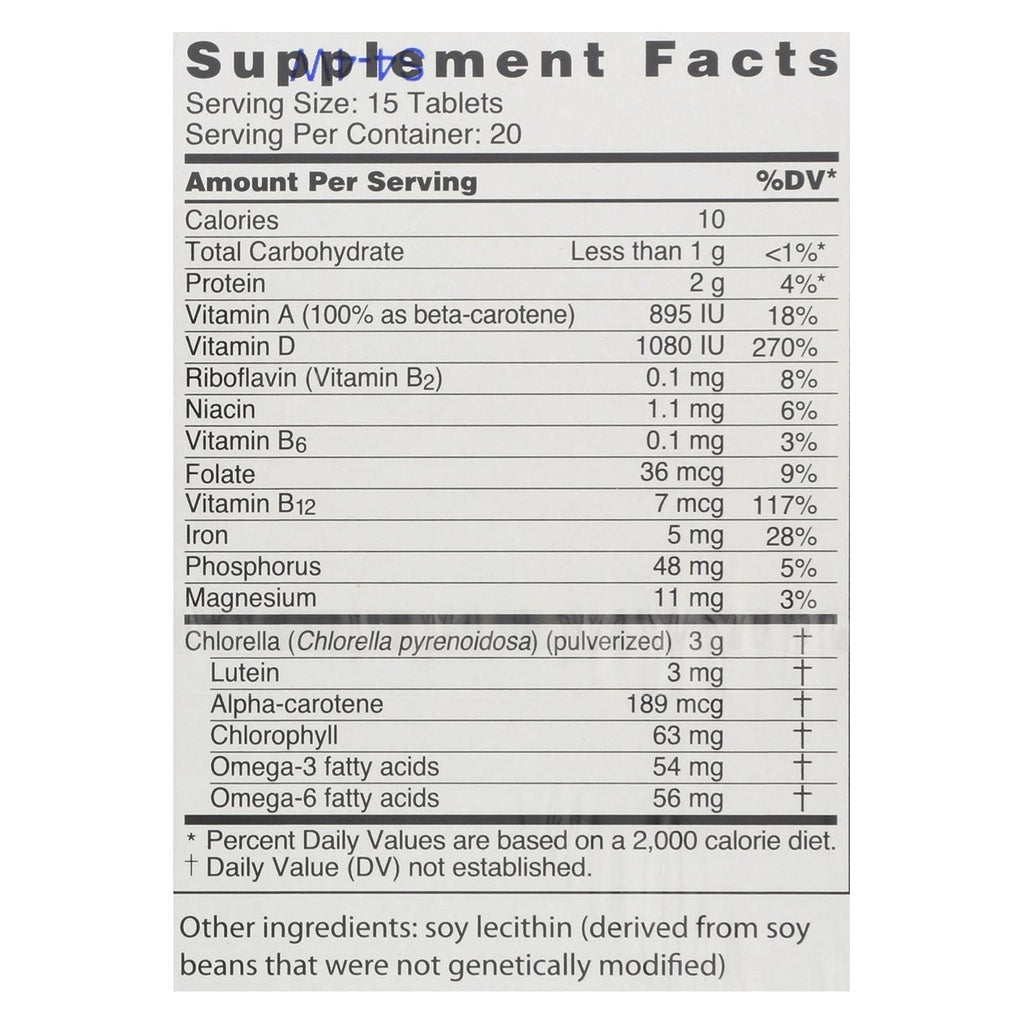 Sun Chlorella whole food multivitamin tablets