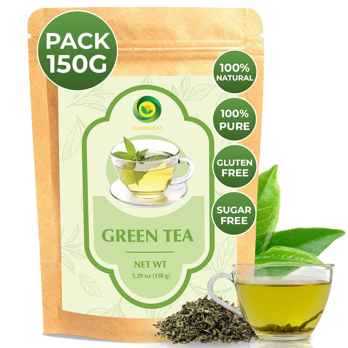 SUNBELEAF green tea loose leaf pouch