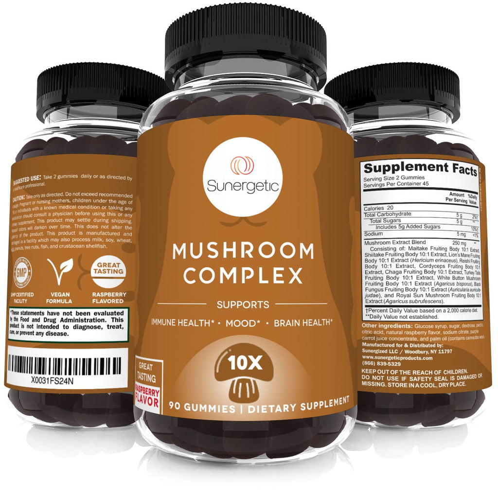 Sunergetic mushroom gummies for mental clarity