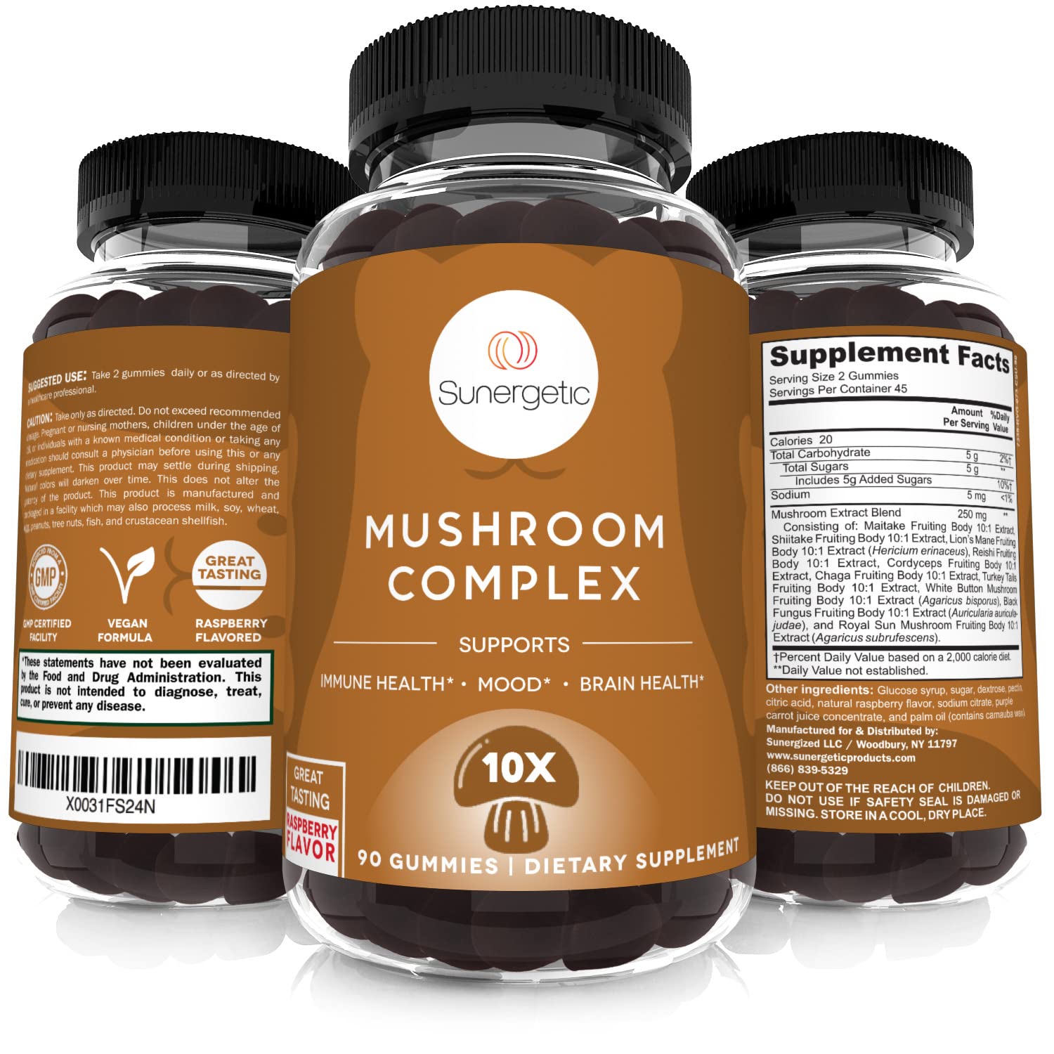 Sunergetic mushroom gummies for mental clarity