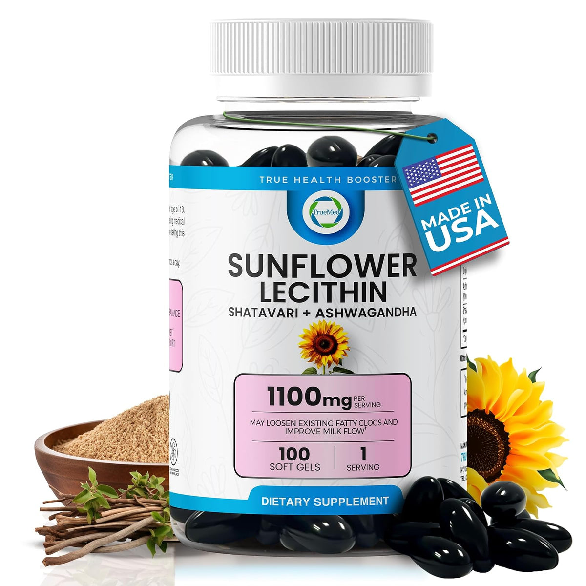 Sunflower Lecithin capsules for health