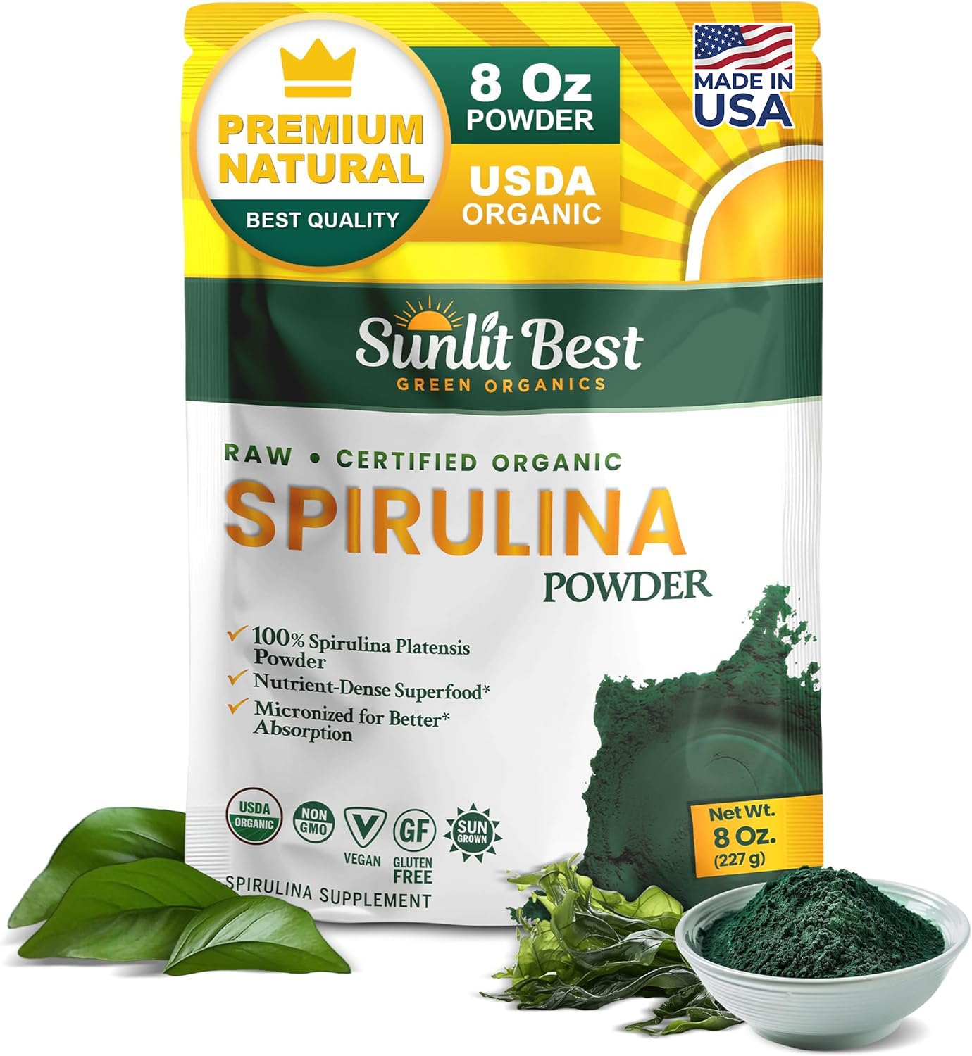 Sunlit organic spirulina powder benefits
